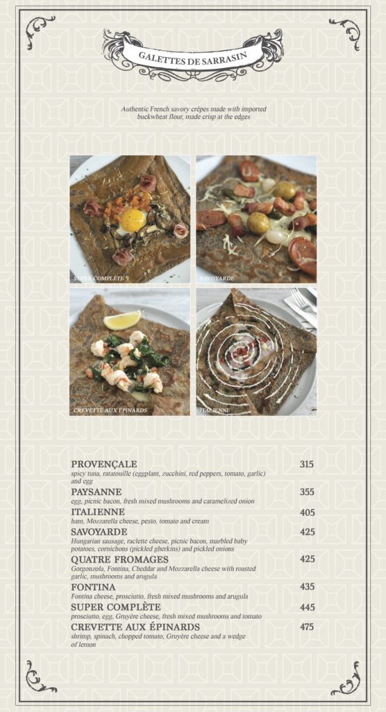 Menu – La Creperie