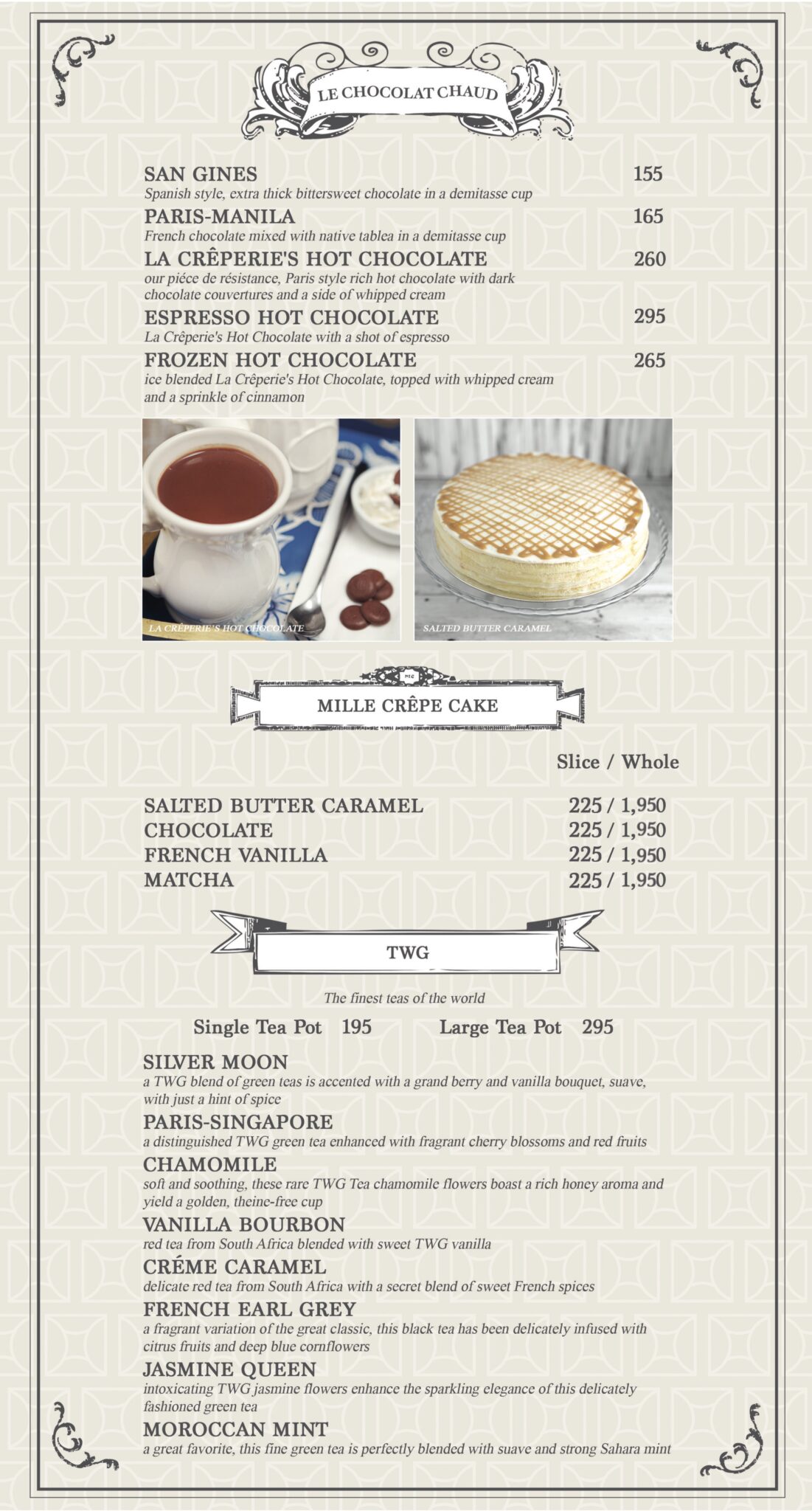 Menu – La Creperie