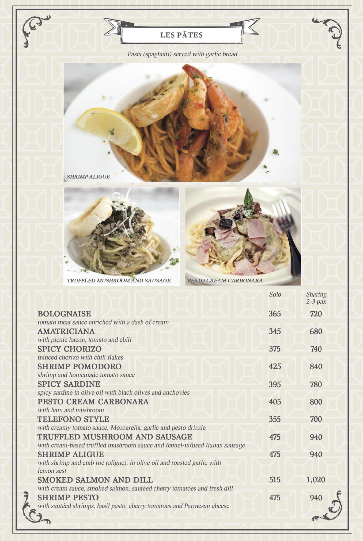 Menu – La Creperie